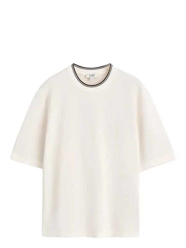 Cos Oversized Double-faced Knitted T-shirt - White
