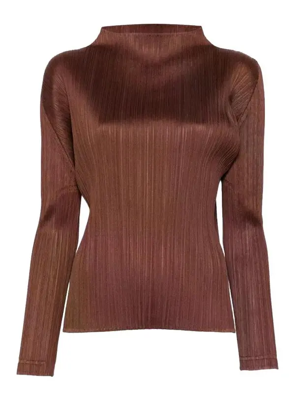 Issey Miyake Pleated Top - Brown