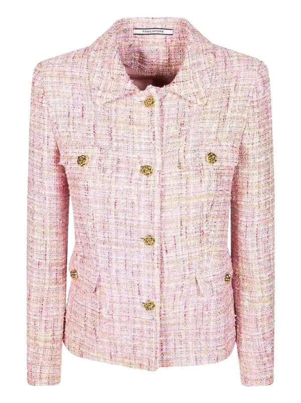 Tagliatore India Collared Tweed Jacket - Pink
