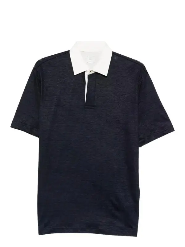 Eleventy Contrast-collar Polo Shirt - Blue