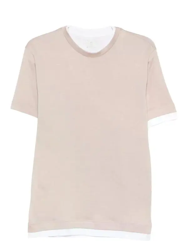 Eleventy Layered Crewneck T-shirt - Neutrals