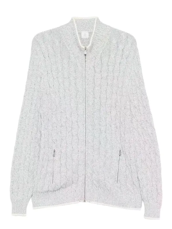 Eleventy Cable-knit Zip-up Cardigan - Blue