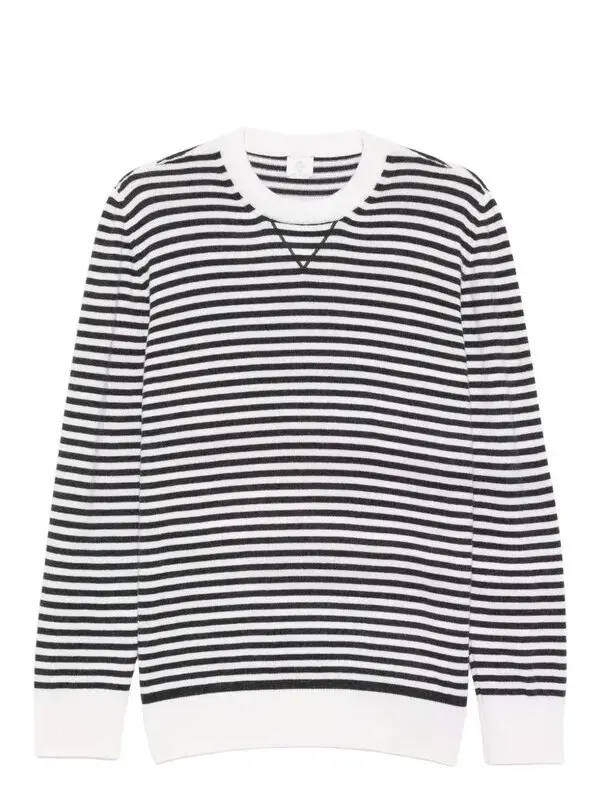 Eleventy Striped Round Neck Sweater - Black