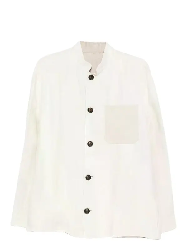 Eleventy Buttoned Patch-pocket Overshirt - Neutrals