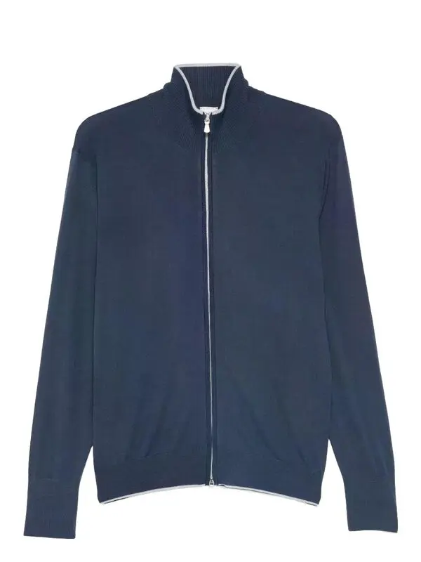 Eleventy Zip-front Wool Cardigan - Blue