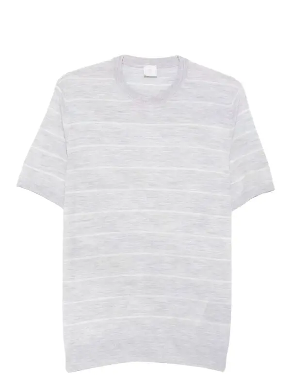 Eleventy Striped Round-neck T-shirt - Grey