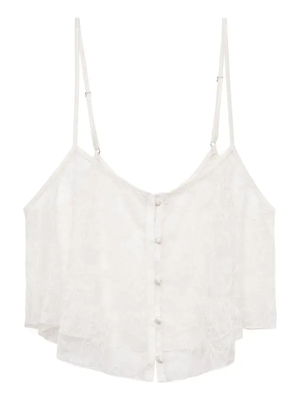 Fleur Du Mal Jasmine Lace Flutter Cami - Ivory