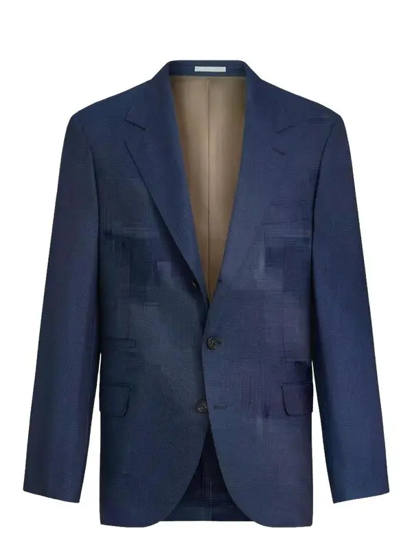 Brunello Cucinelli Super 150s Virgin-wool Prince Of Wales Jacket - Blue