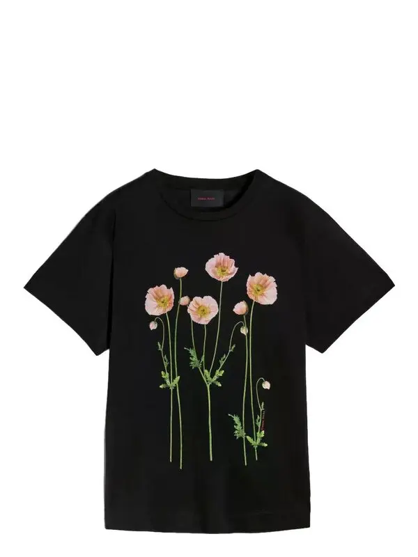 Simone Rocha Poppy-print T-shirt - Black