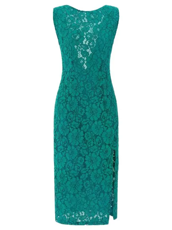 Pinko Lace Side-slit Dress - Green