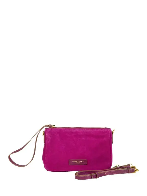 GIANNI CHIARINI Nora Zip Suede Clutch - Pink