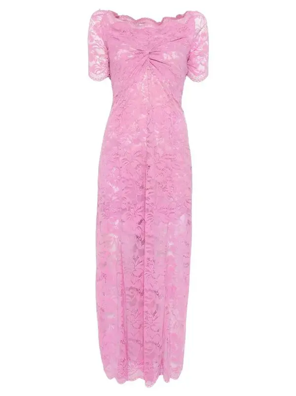 Rabanne Off-shoulder Lace Midi Dress - Pink