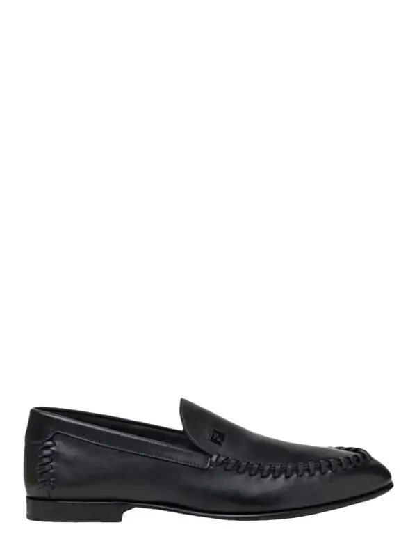Fendi Logo Detail Stitching Loafers - Black