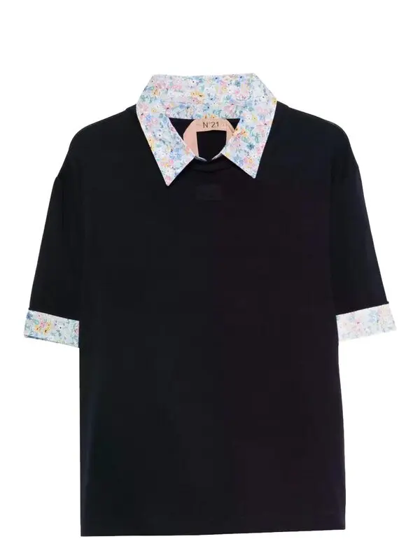 N°21 Floral-collar T-shirt - Blue