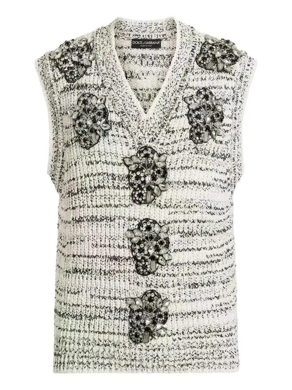 Dolce & Gabbana Embellished V-neck Vest - Neutrals