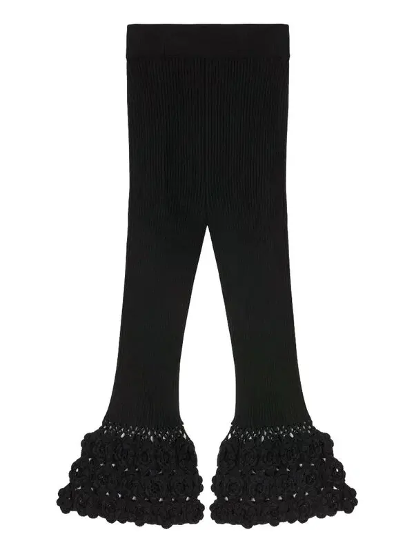GANNI Floral Ribbed Trousers - Black