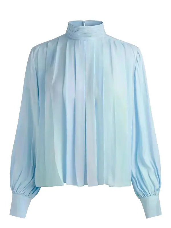 Alice + Olivia Pleated Blouson Blouse - Blue