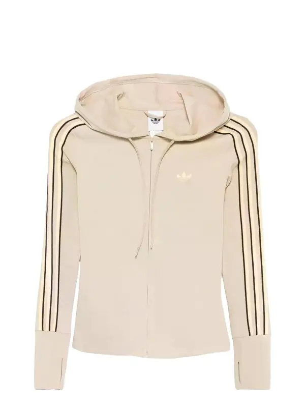 Adidas Striped Zip Up Hoodie - Neutrals
