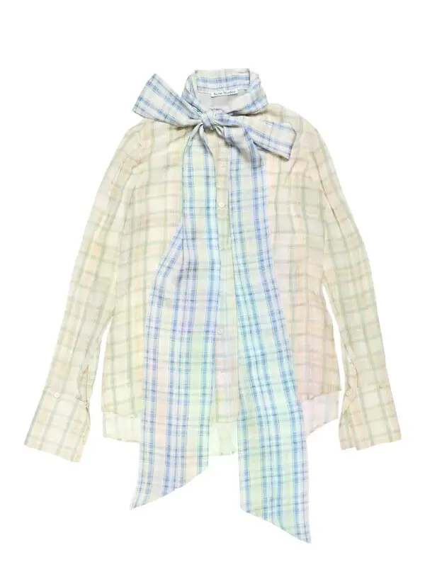 Acne Studios Check-patterned Shirt With Tie Detail - Neutrals