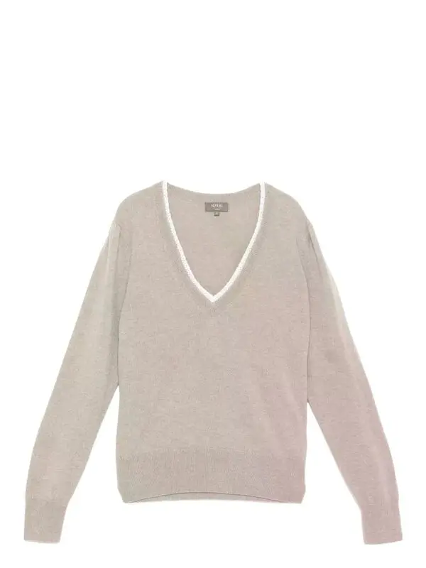 N.peal Lace-trim V-neck Sweater - Neutrals