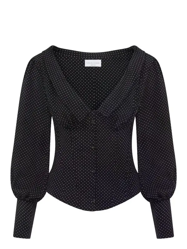 VIOLANTE NESSI Polka-dot V-neck Blouse - Black