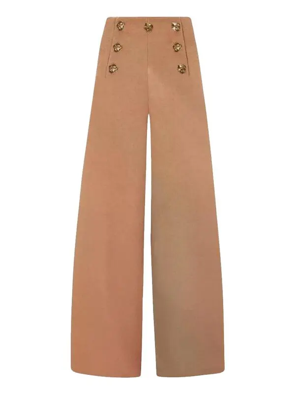 VIOLANTE NESSI Tano Button Embellished Trousers - Brown