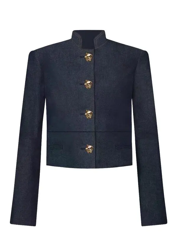 VIOLANTE NESSI Vicente Stand Collar Button Jacket - Blue