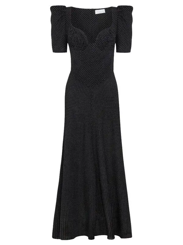 VIOLANTE NESSI Polka-dots Silk Crepe De Chine Baccarat Dress - Black