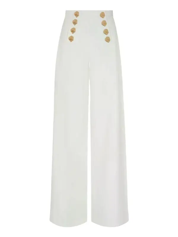 VIOLANTE NESSI Viotti Button Wide-leg Palazzo Pants - White