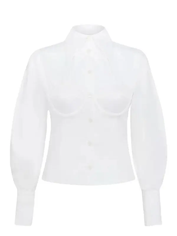 VIOLANTE NESSI Bellezza Corset Puffed-sleeve Shirt - White