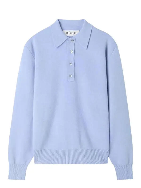 RÓHE Polo-collar Knitted Sweater - Blue