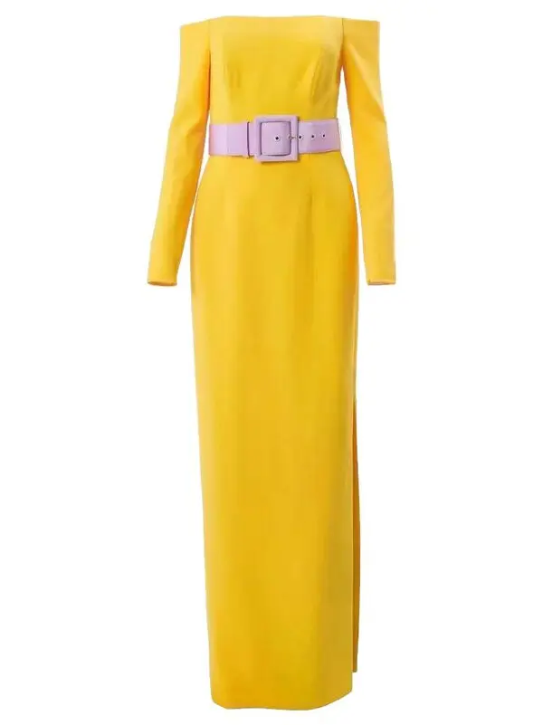 Carolina Herrera Off-shoulder Belted Dress - Yellow