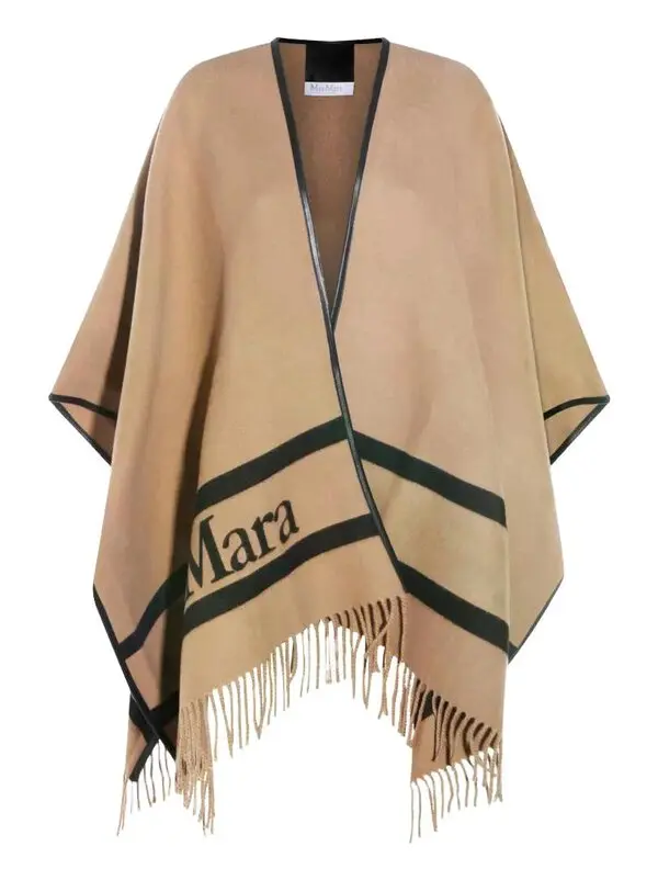 Max Mara Fringed Striped Poncho - Neutrals
