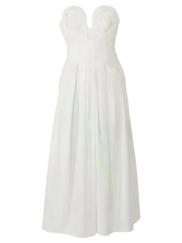 Carolina Herrera Rose-embellished Bustier Maxi Dress - White