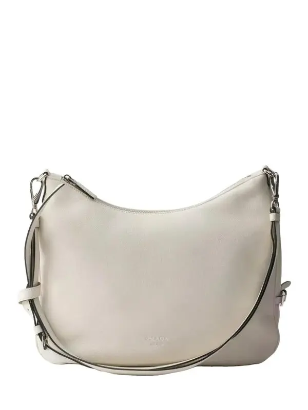Prada Fold Large Leather Shoulder Bag - Neutrals