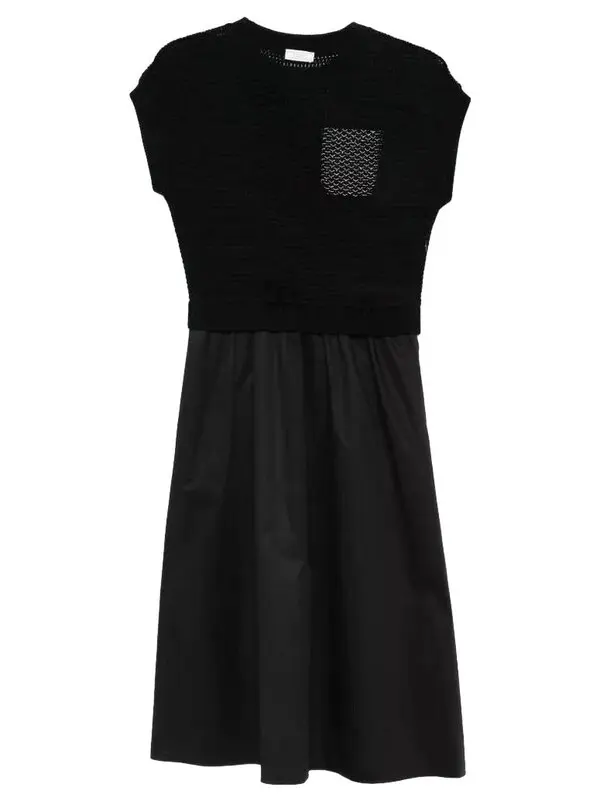Peserico Knitted-panel Midi Dress - Black