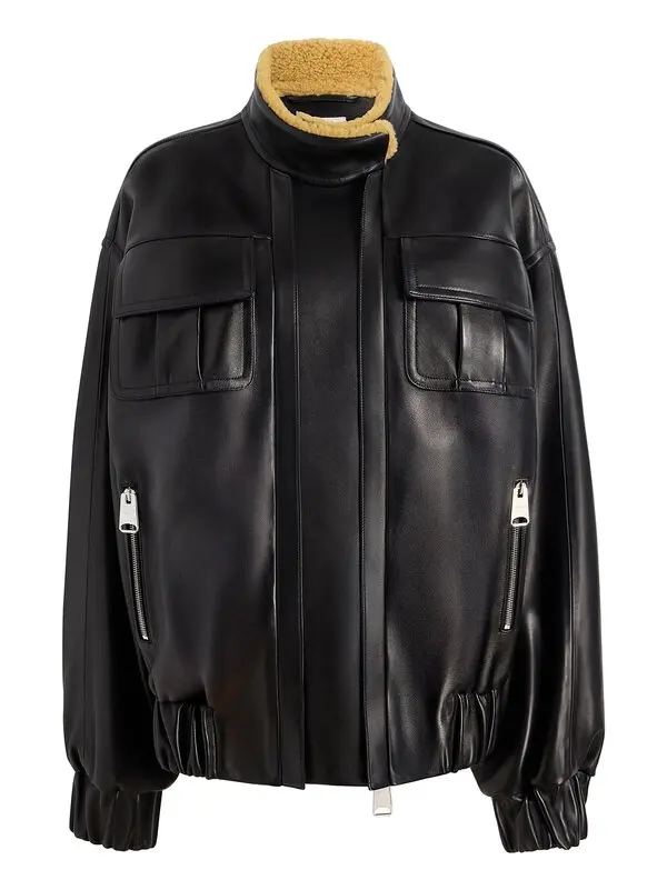 Khaite Malone Leather Jacket With Shearling Collar - Black