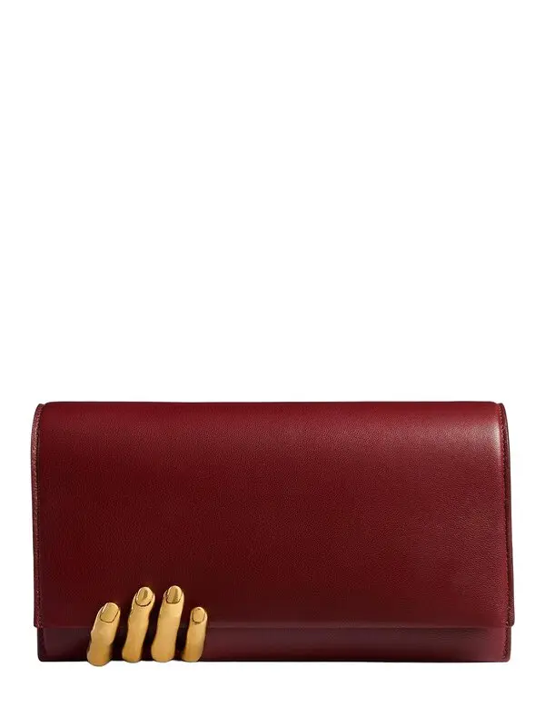 Khaite Sculpted Hand Clutch - Oxblood