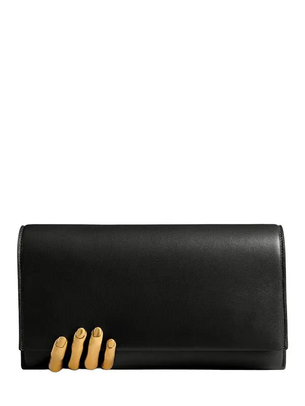 Khaite Sculpted Leather Hand Clutch - Black