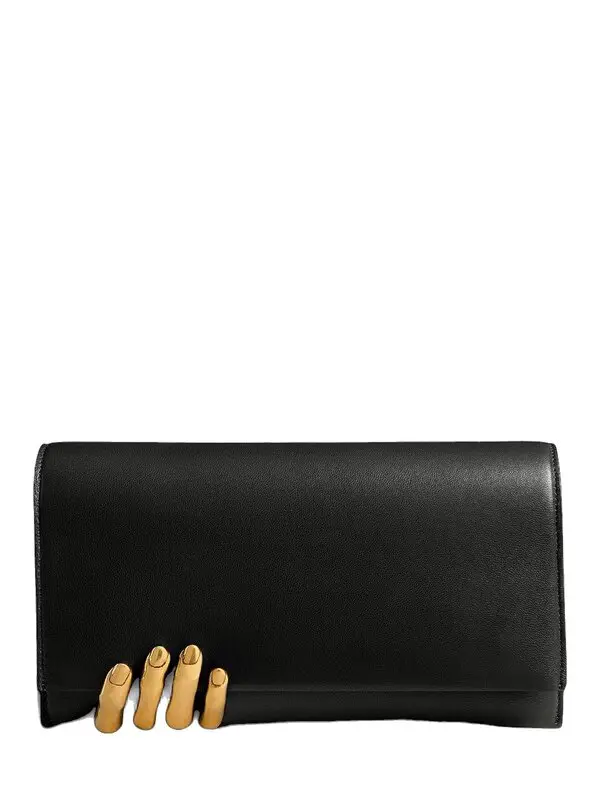 Khaite Sculpted Leather Hand Clutch - Black