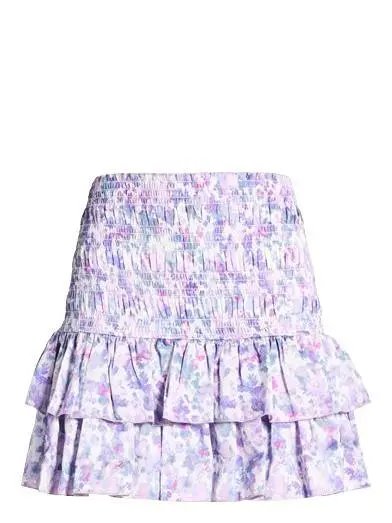 Maje Mini Floral-print Ruched Skirt - Purple