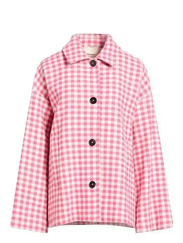 Montedoro Checked Flannel Coat - Pink