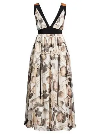 TRUSSARDI Midi Flared Floral-print Chiffon Dress - White