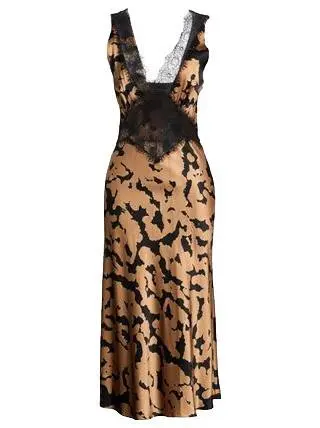 Liviana Conti Two-tone Lace Trimmed Midi Dress - Camel