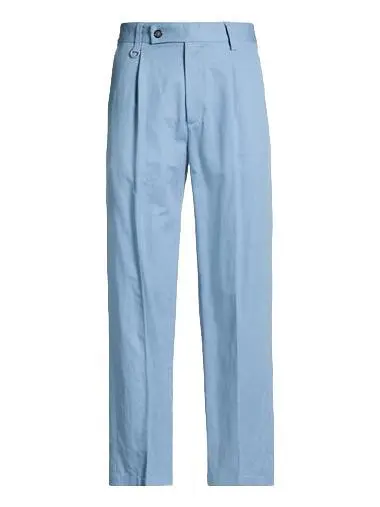 PAOLO PECORA Cotton-linen Blend Pants - Blue