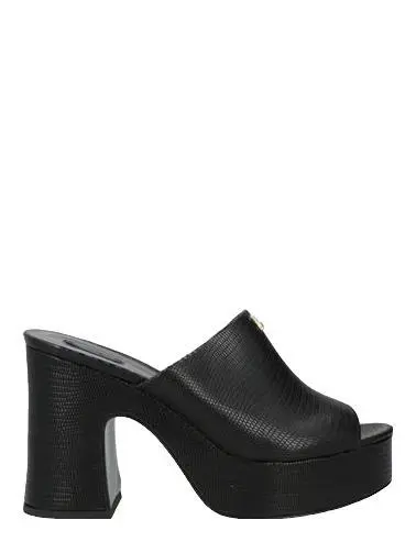 Patrizia Pepe Leather Slide Sandals - Black
