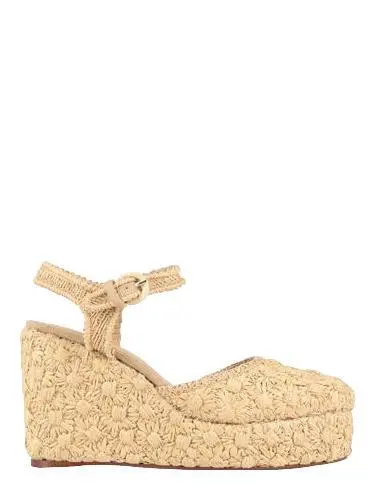 CastaÑer Pumps In Textile Fibers With Wedge - Beige