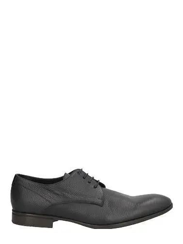 DOUCAL'S Lace-up Pebbled Leather Derby Shoes - Black