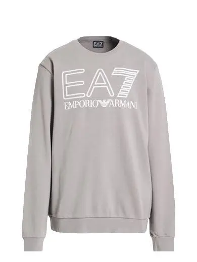 EA7 Cotton French Terry Sweatshirt With Print - Grey