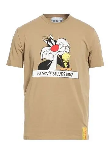 Iceberg T-shirt Jersey Looney Tunes T-shirt Khaki Size Cotton, Elastane - Beige